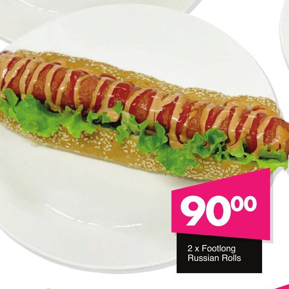 2 x Footlong Russian Rolls offer at Save Hyper