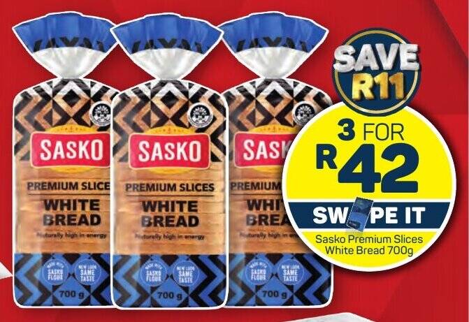 Sasko Premium Slices White Bread 700g offer at Pick n Pay Hypermarket