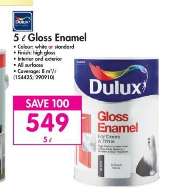Dulux 5L Gloss Enamel offer at Makro Dulux 5L Gloss Enamel offer at Makro
