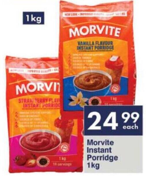 Morvite Instant Porridge 1kg offer at President Hyper
