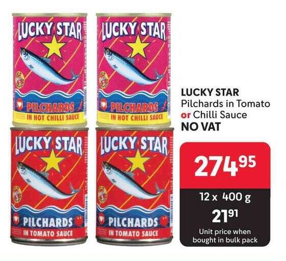LUCKY STAR Pilchards in Tomato offer at Makro
