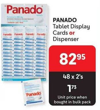 Panado Tablet Display Cards or Dispenser offer at Makro