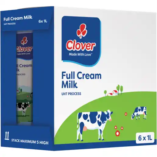 Clover UHT Long Life Full Cream Milk Carton 6 x 1L offer at Checkers Liquor Shop