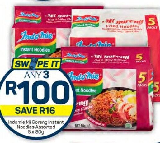 Indomie Mi Goreng Instant Noodles Assorted 5x 80g offer at Pick n Pay