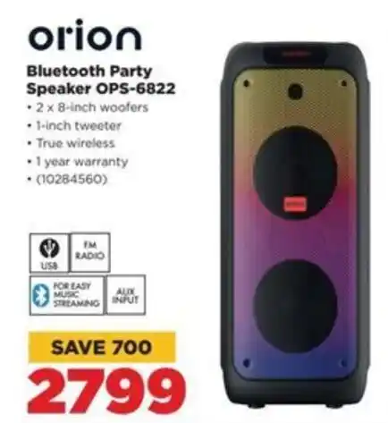 orion Bluetooth Party Speaker OPS-6822 offer at HiFi Corp
