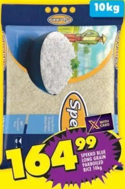 SPEKKO BLUE LONG GRAIN PARBOILED RICE 10kg offer at Shoprite