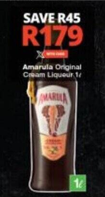 Amarula Original Cream Liqueur 1L offer at Checkers