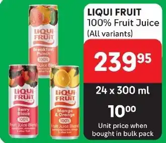 LIQUI FRUIT 100% Fruit Juice (All variants) offer at Makro