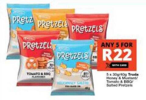 Truda Money & Mustard/Tomato & BBQ/Salted Pretzels offer at Checkers Hyper