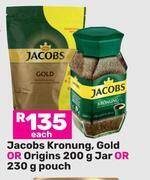 Jacobs Kronung, Gold Or Origins Jar 200g Or Pouch 230g-Each offer at Game