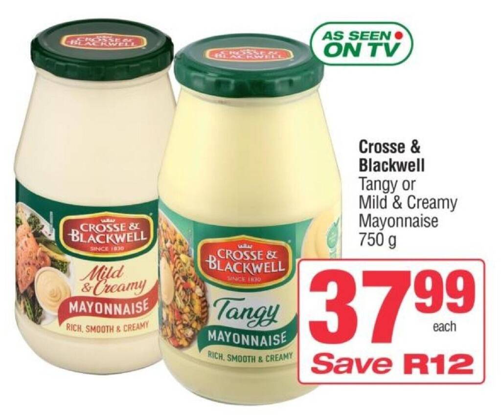 Crosse & Blackwell Tangy or Mild & Creamy Mayonnaise 750 g offer at Spar