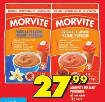 MORVITE INSTANT PORRIDGE offer at Shoprite