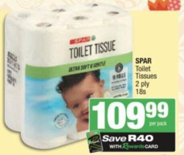 SPAR Toilet Tissues 2 ply 18s offer at Spar Savemor