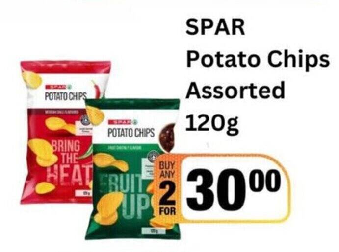SPAR Potato Chips Assorted 120g offer at Spar Savemor