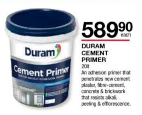 Duram Cement Primer 20lt offer at Build It