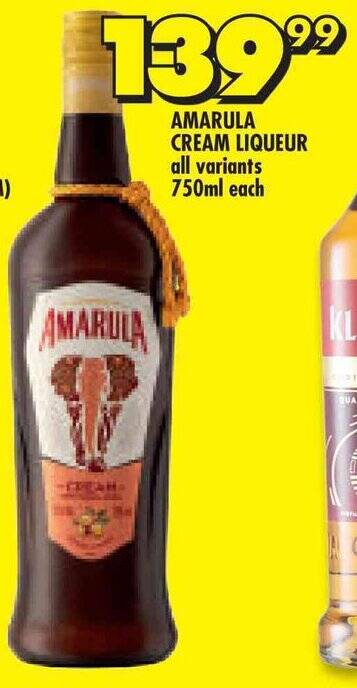AMARULA CREAM LIQUEUR all variants 750ml each offer at Shoprite