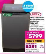 Defy 14Kg Top Loader Washing Machine Manhattan DTL 160 offer at Game