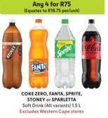 Coke zero/fanta/sprite/stoney/sparletta offer at Makro