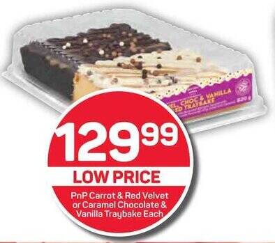 PnP Carrot & Red Velvet or Caramel Chocolate & Vanilla Traybake Each ...