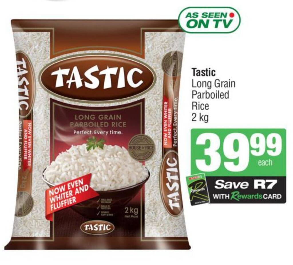 Tastic Long Grain Parboiled Rice 2 kg offer at KwikSpar