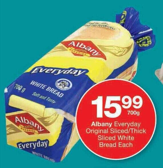 Albany Everyday Original Sliced/Thick Sliced White Bread Each offer at ...