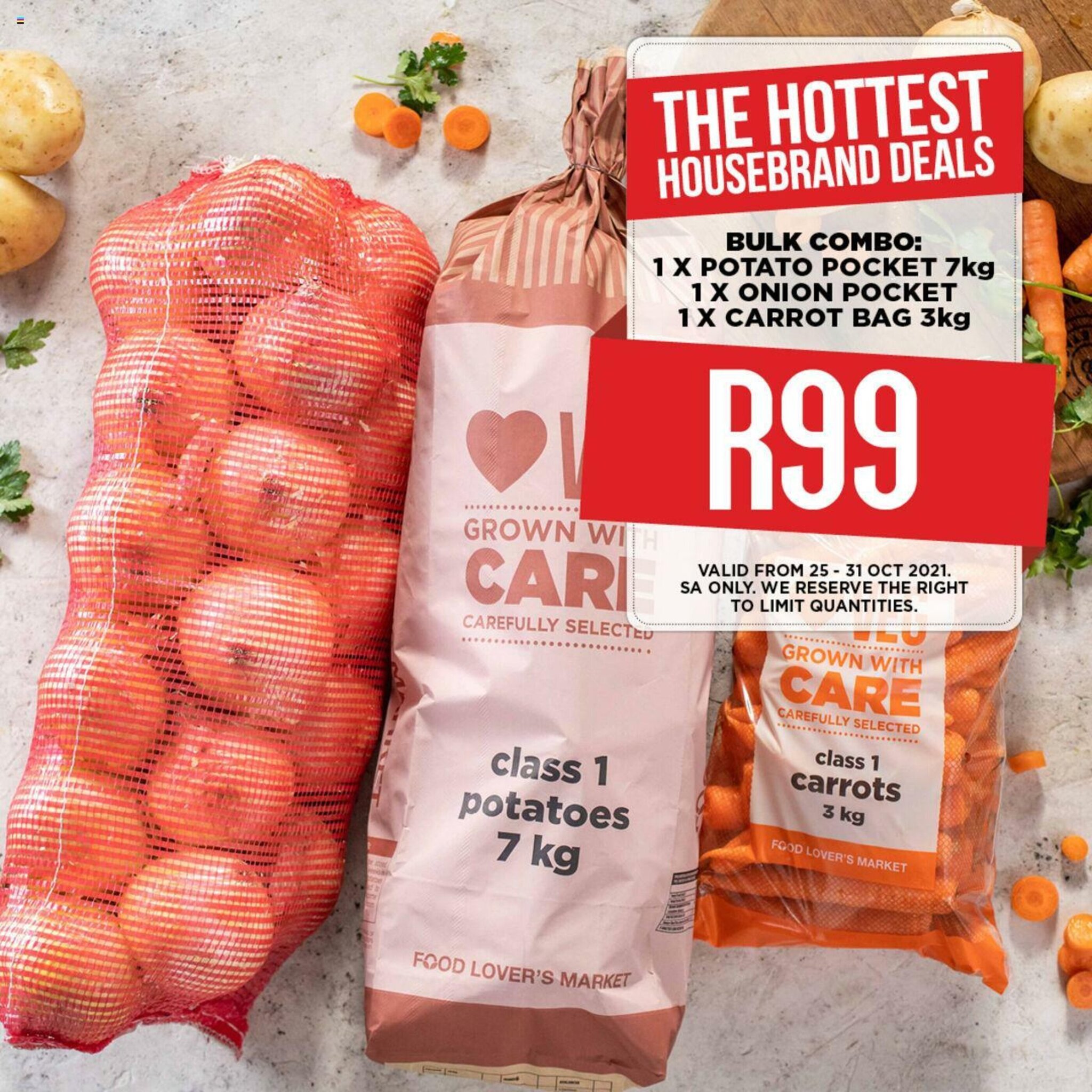 Bulk Combo: 1 x Potato Pocket 7kg , 1 x Onion POcket , 1 x CarrotBag ...