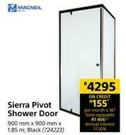 Macneil Sierra Pivot Shower Door (Black)-900mm x 900mm x 1.85m offer at ...