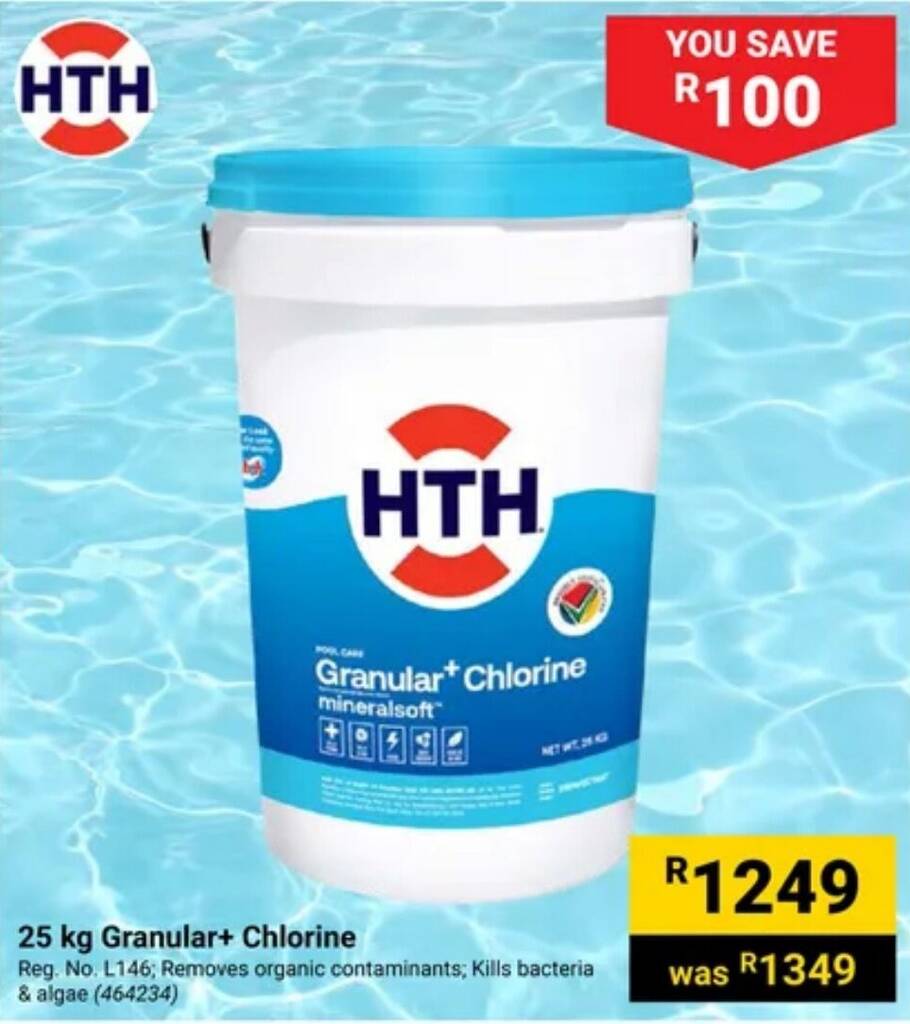 HTH 25kg Granular + Chlorine offer at Builders Warehouse