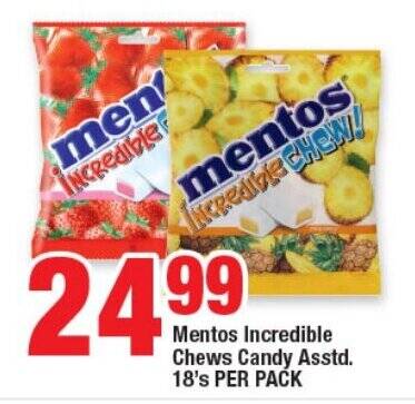 Mentos Incredible Chews Candy Asstd. 18's PER PACK offer at OK Foods