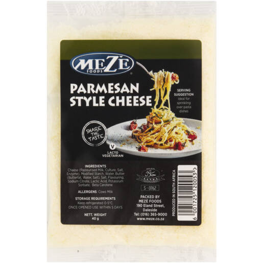 Mezé Grated Parmesan Grated Hard Cheese Sachet 40g offer at Checkers ...