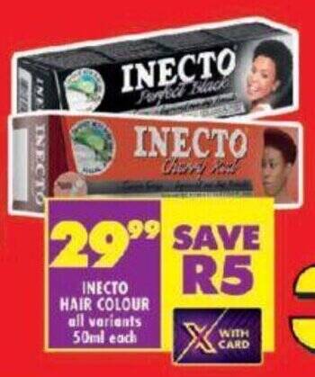 INECTO HAIR COLOUR all variants 50ml each offer at Shoprite