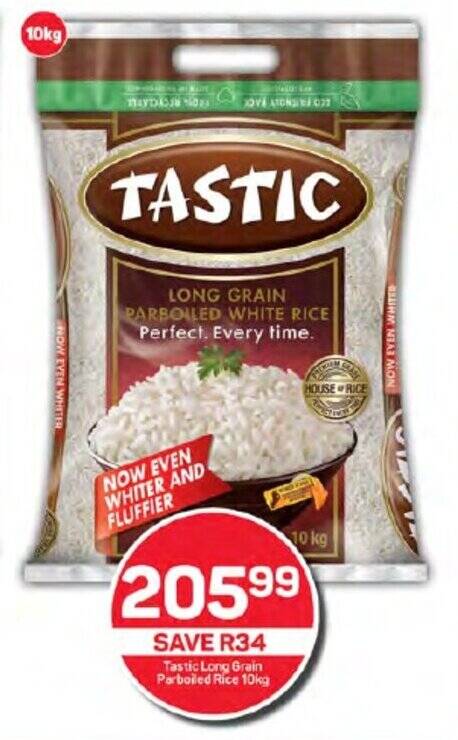 Tastic Long Grain Parboiled Rice 10kg offer at Pick n Pay