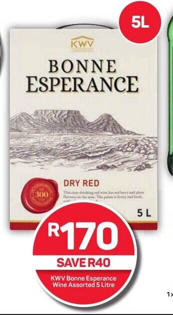 KWV Bonne Esperance Wine Assorted 5 Litre offer at Pick n Pay Hypermarket