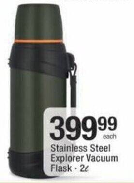 Stainless Steel Explorer Vacuum Flask 2L offer at Checkers Hyper