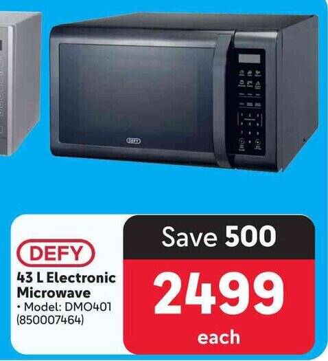 DEFY 43 L Electronic Microwave offer at Makro