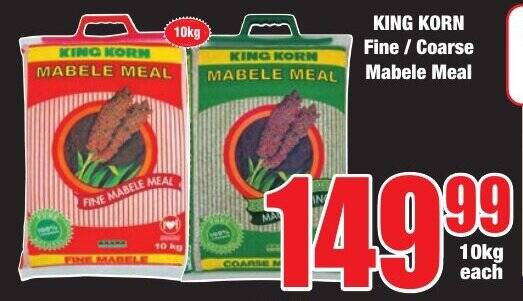 KING KORN Fine/ Coarse Mabele Meal offer at Boxer Superstores