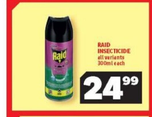 Raid Insecticide All Variants 300ml each offer at Usave