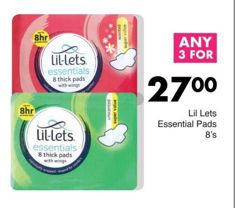 Lil Lets Essential Pads 8's offer at Save