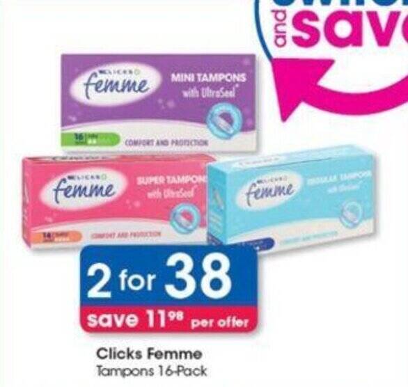 All Tampons offers - Find and view the cheapest Tampons offer!
