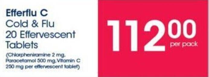 Efferflu C Cold & Flu 20 Effervescent Tablets offer at Clicks