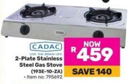 CADAC 2-Plate Stainless Steel Gas Stove offer at Game