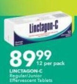 Linctagon-C Regular/Junior Effervescent Tablets 12 per pack offer at ...