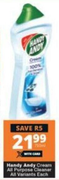 Handy Andy Cream All Purpose Cleaner offer at Checkers