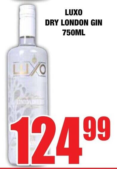 LUXO DRY LONDON GIN 750ML offer at Boxer Liquors