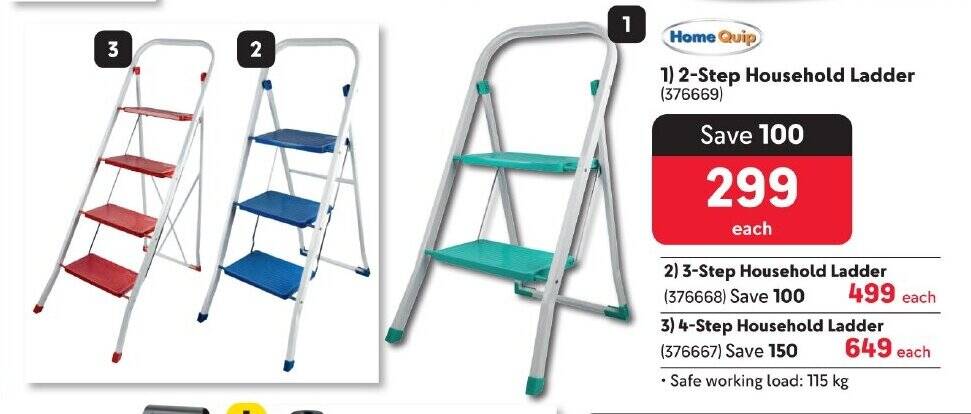 Home Quip 2-Step Household Ladder offer at Makro