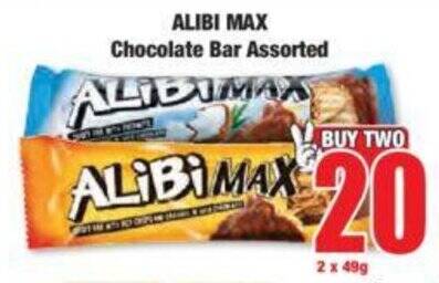 ALIBI MAX Chocolate Bar Assorted offer at Boxer