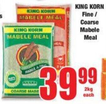 KING KORN Fine/ Coarse Mabele Meal offer at Boxer