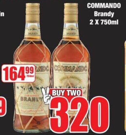 COMMANDO Brandy 2 X 750ml offer at Boxer