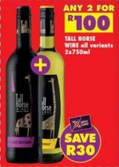 TALL HORSE WINE all variants 2x750ml offer at Shoprite Liquor