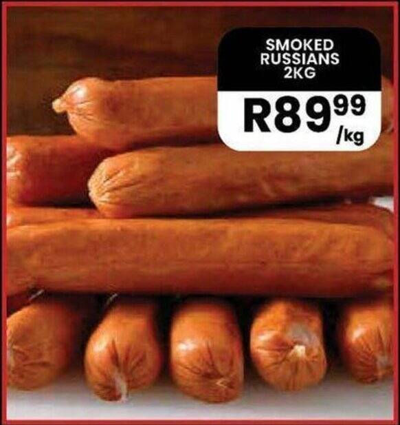 SMOKED RUSSIANS 2KG offer at Super Save